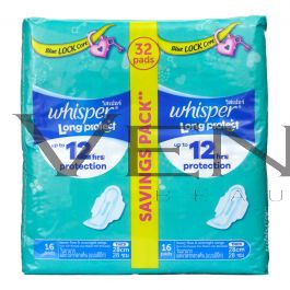 Whisper Protect Long Heavy Flow & Overnight Wings 28cm 32s
