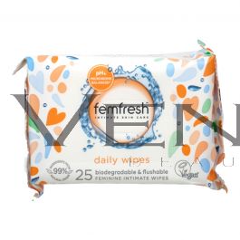 Femfresh Feminine Intimate Wipes 25s Biodegradable & Flushable
