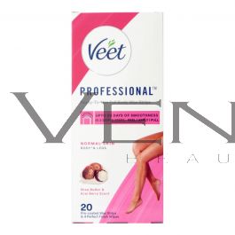 Veet Pro Wax Strips 20s+4s Perfect Finish Wipes Normal Skin